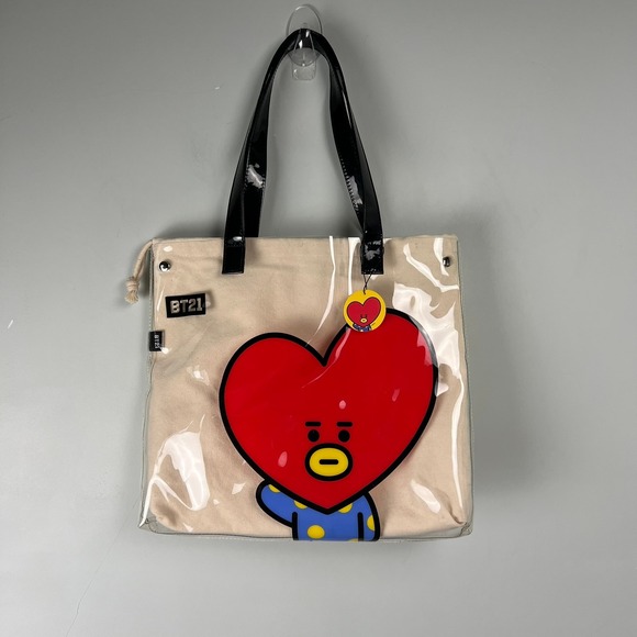 bt21 | Bags | Bt2 Tata Bts Line Friends Clear Pvc Canvas Tote Bag Cream ...